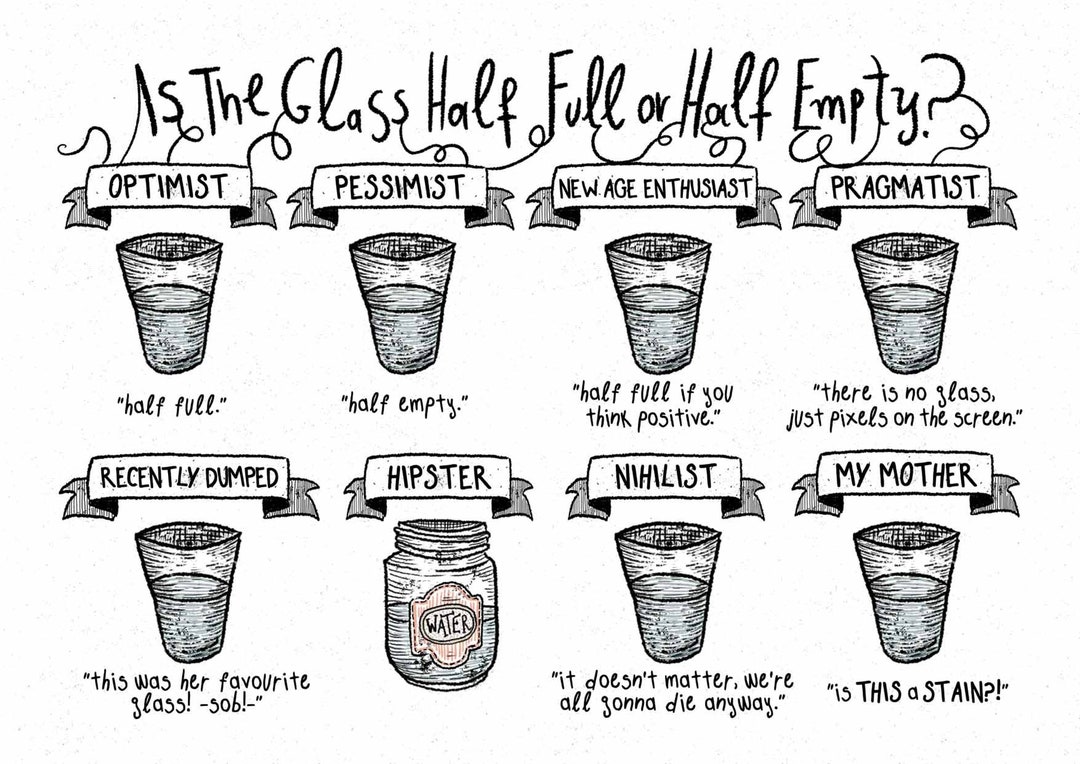 Is the Glass Half Empty? Humorous Signed Art Print Half Full Half Empty ...