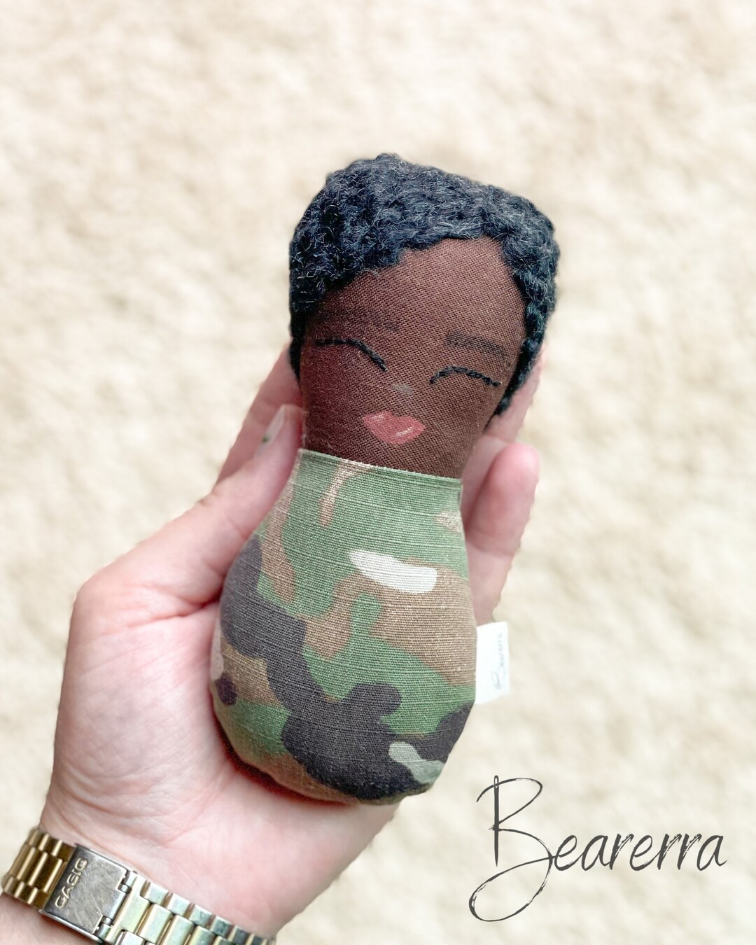 Baby Girl Rattle, BIPOC Deployment Doll, Heirloom Doll, Army Baby ...
