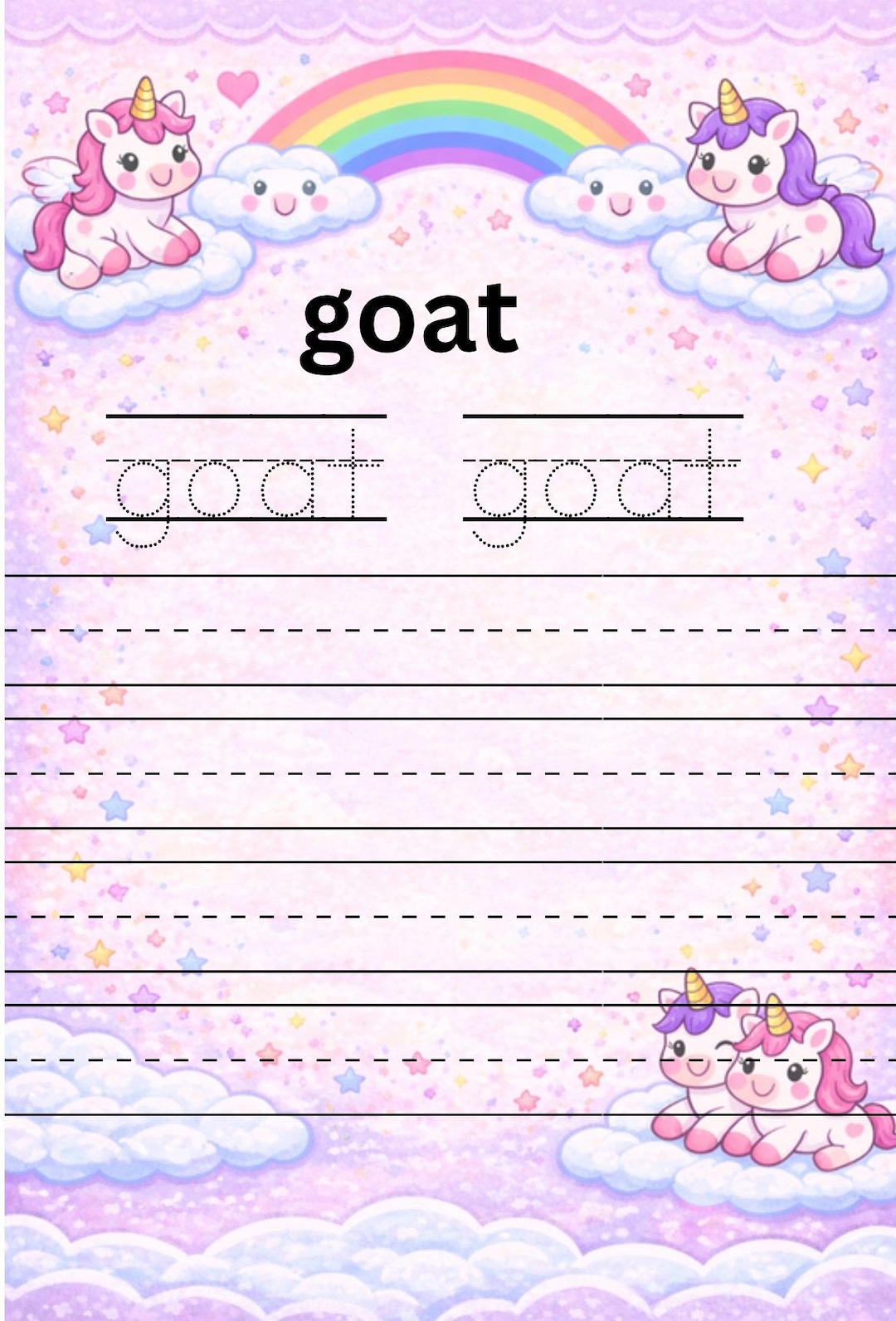 Unicorn Sight Words Worksheets – Pre K-1st Grade Reading Practice ...