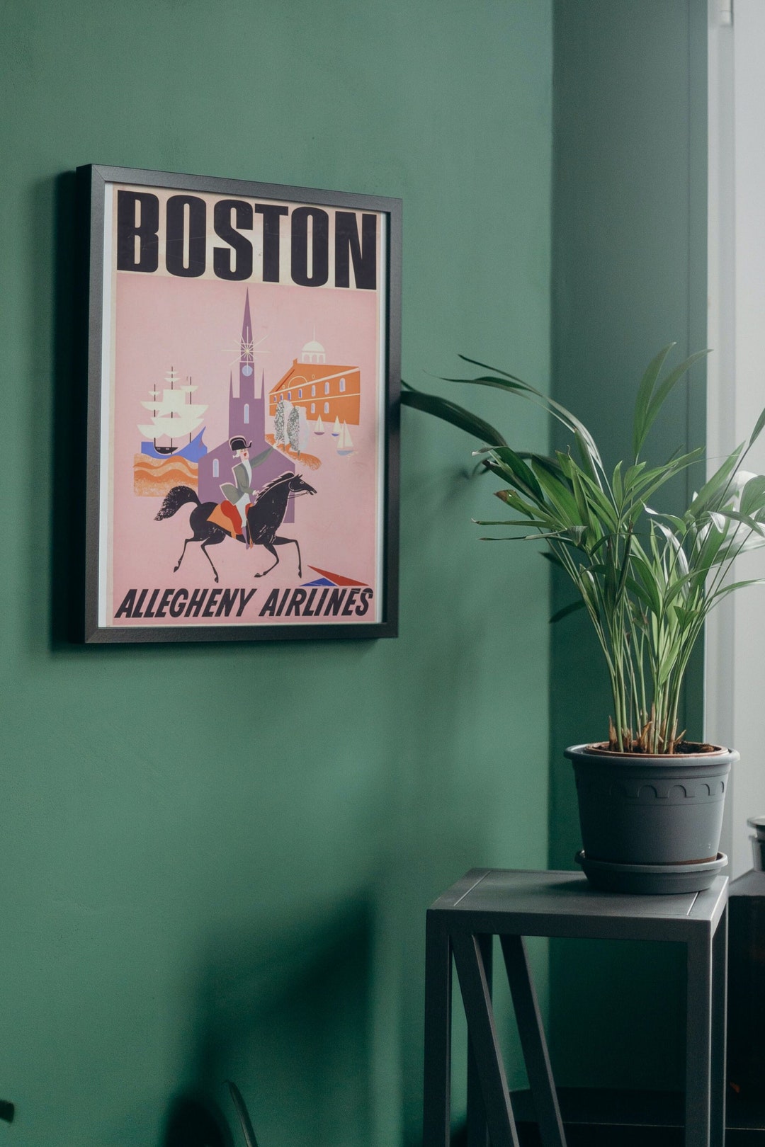 Boston Vintage Travel Poster Print. Allegheny Air Lines. Massachusetts ...