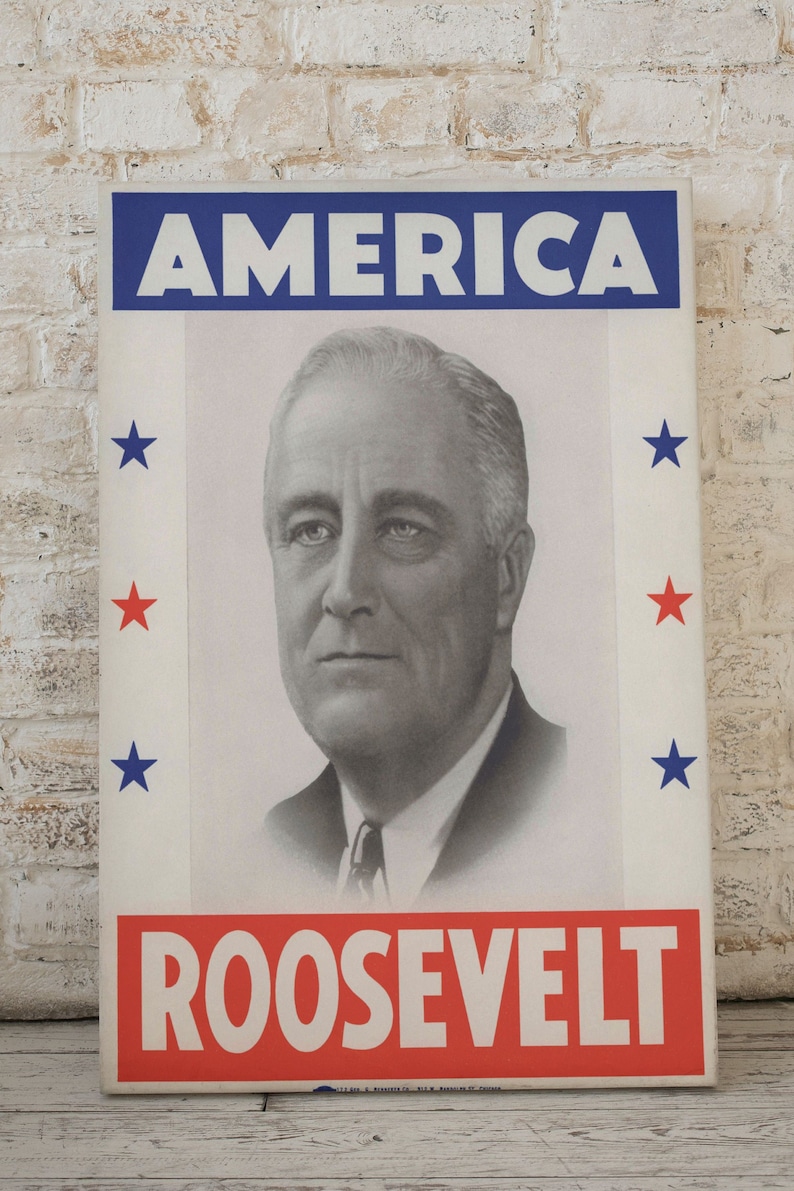 FDR Presidential Campaign Poster Reprint. Franklin Delano Roosevelt ...