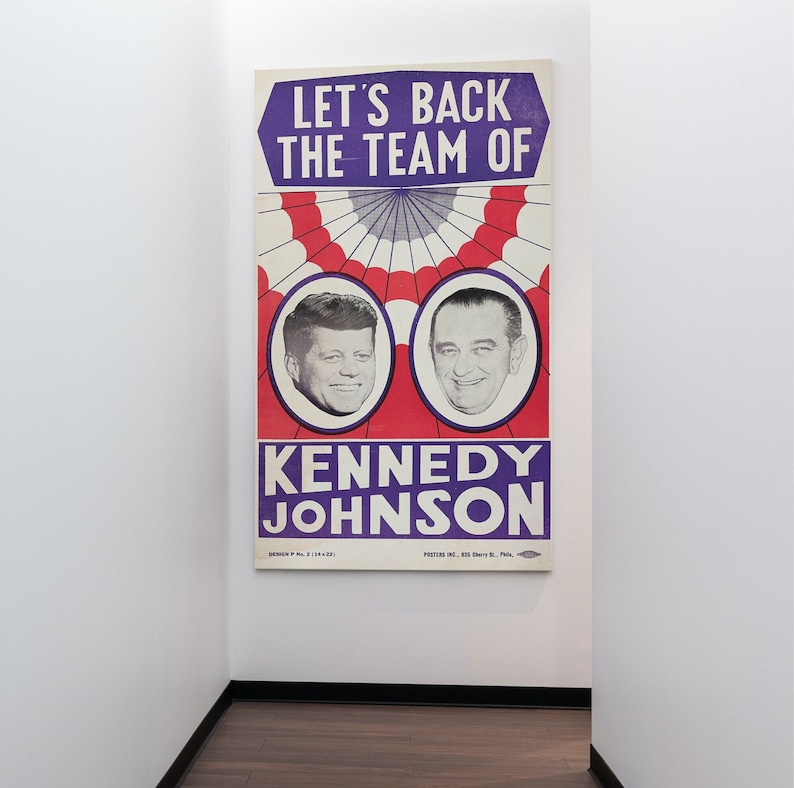 Vintage 1960 JFK Presidential Campaign Poster John F. Kennedy and ...