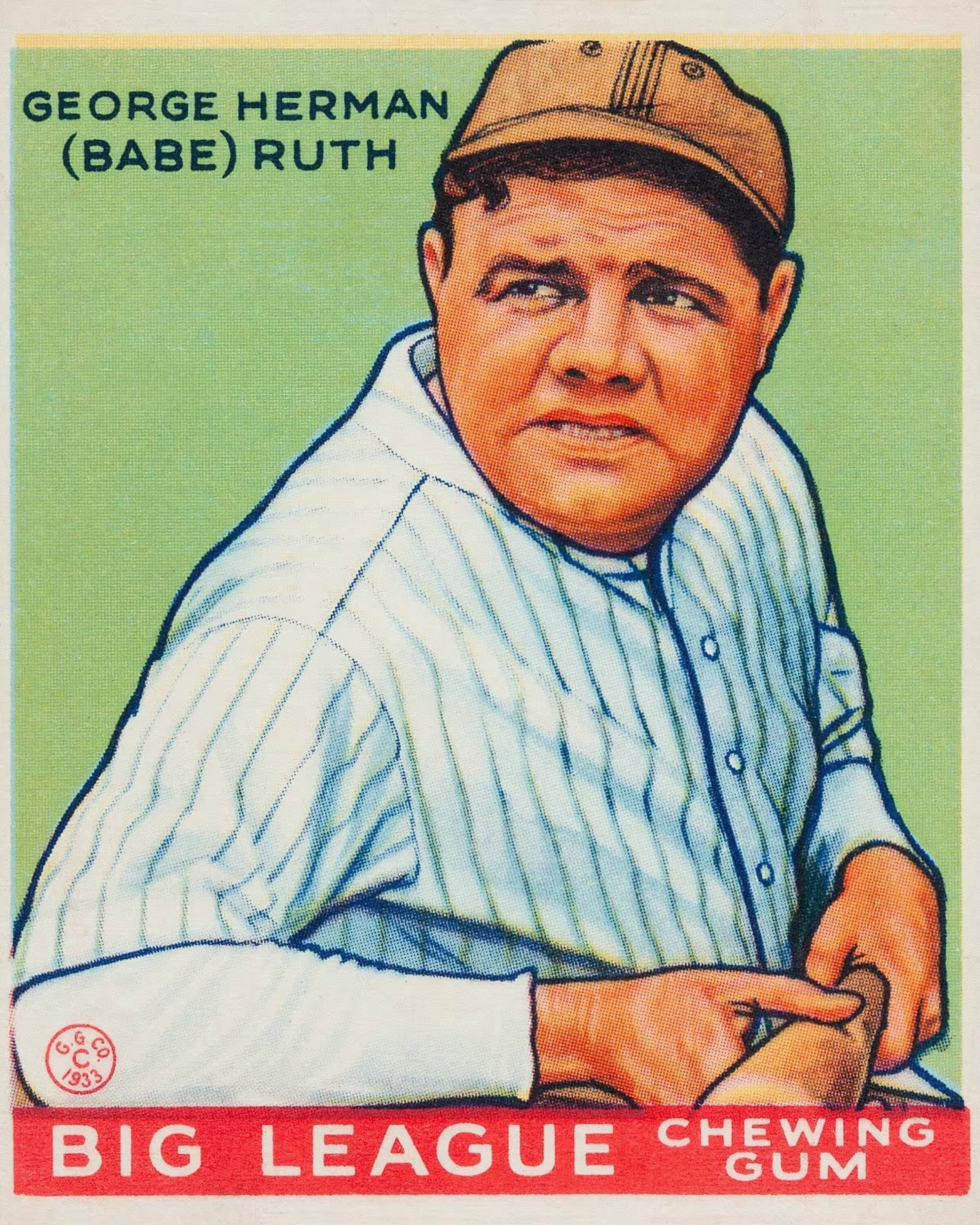 Babe Ruth 1933 Goudey Baseball Card Reprint Art - Etsy