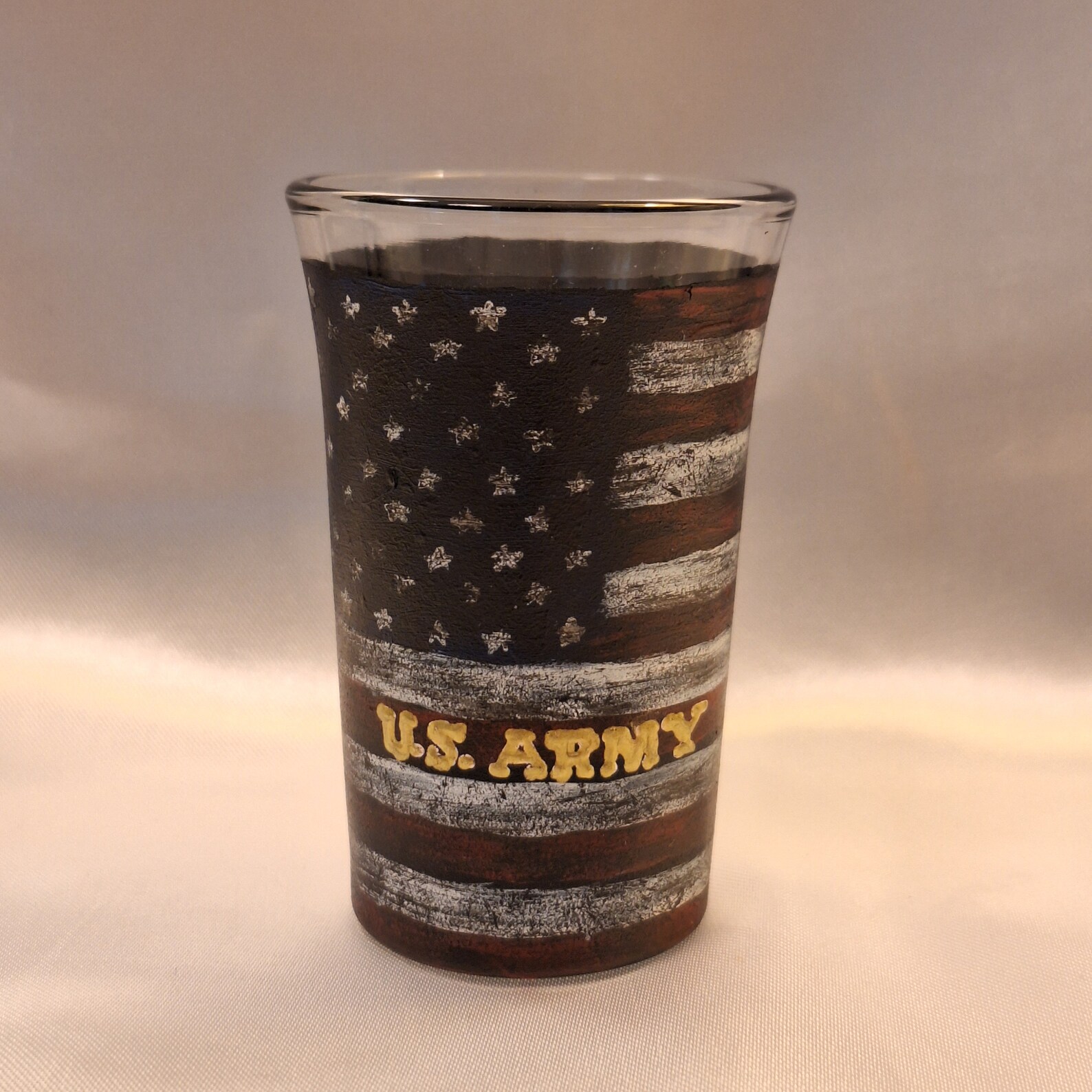 Patriotic Rustic Military American Flag Shot Glass Hand Painted in the ...