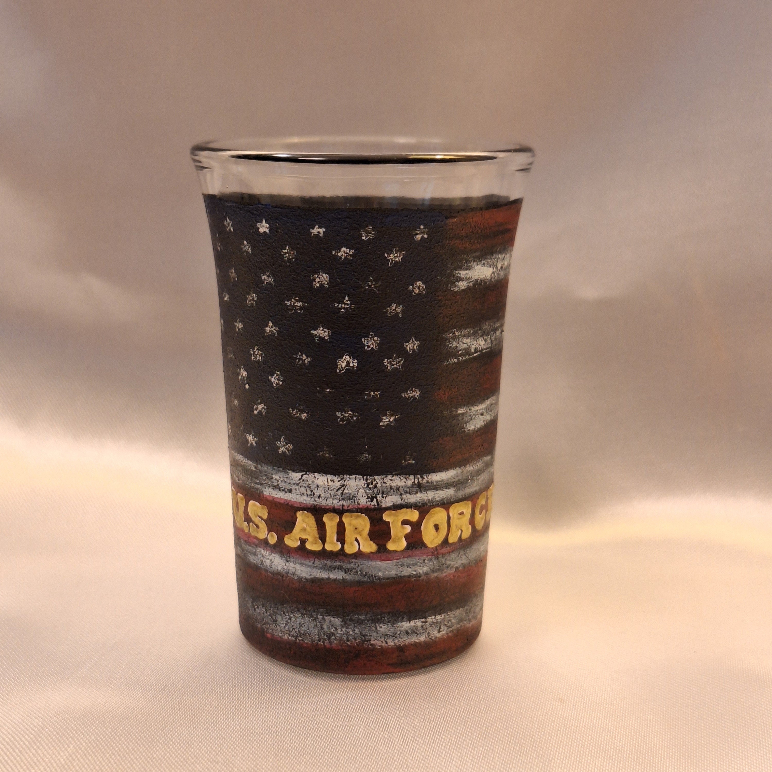 Patriotic Rustic Military American Flag Shot Glass Hand Painted in the ...