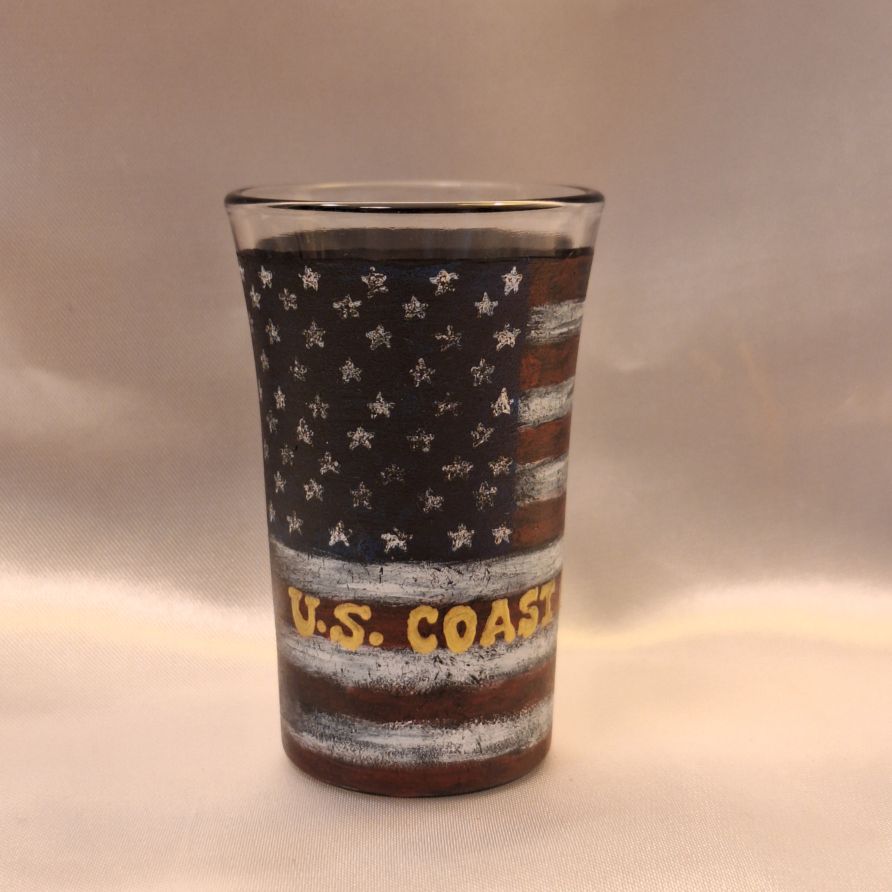 Patriotic Rustic Military American Flag Shot Glass Hand Painted in the ...
