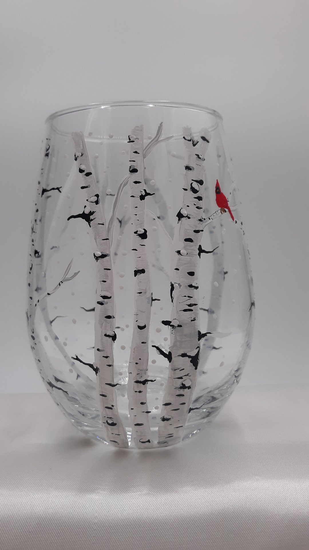 Personalized Glassware Hand Painted in NH USA, 360 Degrees White Birch ...