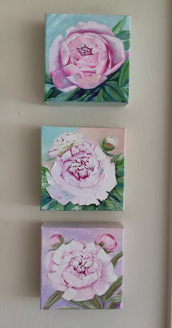 6x6 oil painting Peonies Oil Painting etna.com.pe