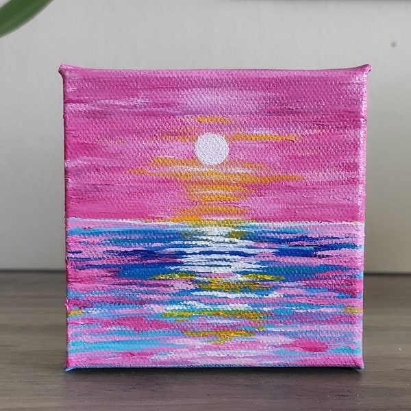 Pink Sunset Painting - Etsy