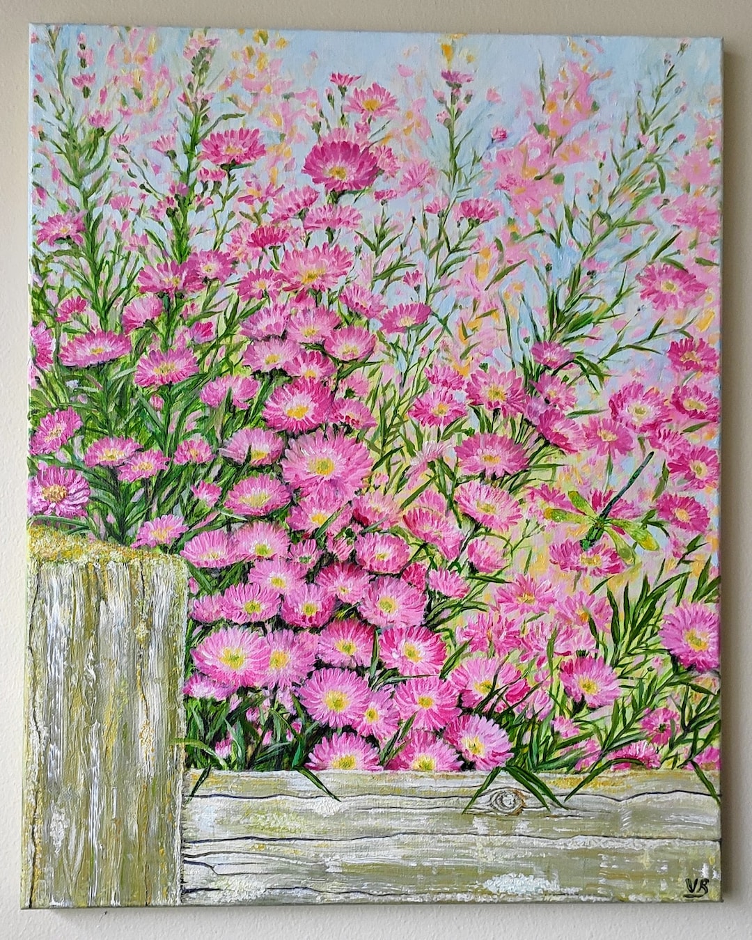 Asters Original Handmade Oil Painting on Canvas, Asters Flowers by the ...