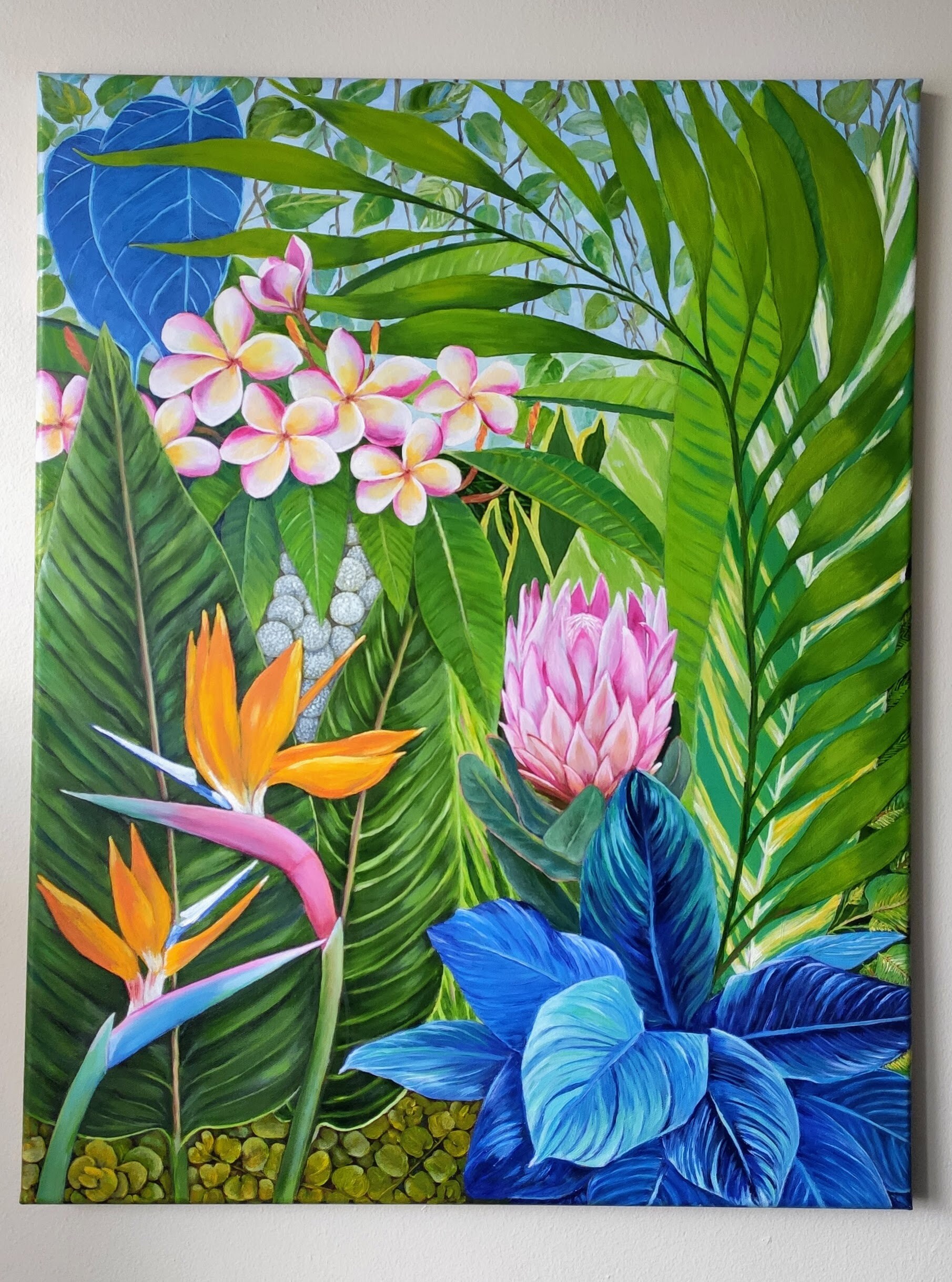 Abstract Tropical Flower Paintings
