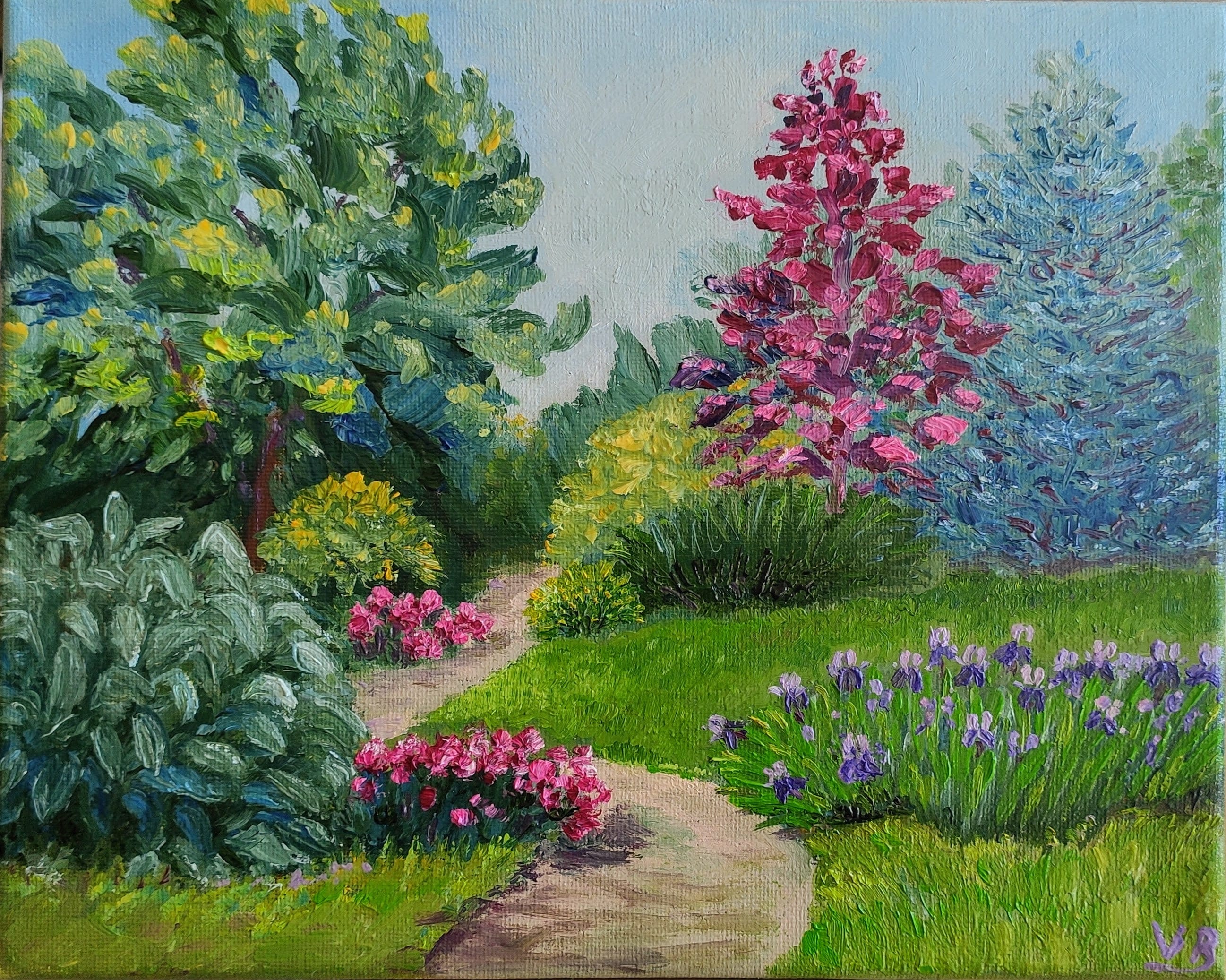 Botanical Garden Park Original Oil Art Painting on Canvas, Tree ...