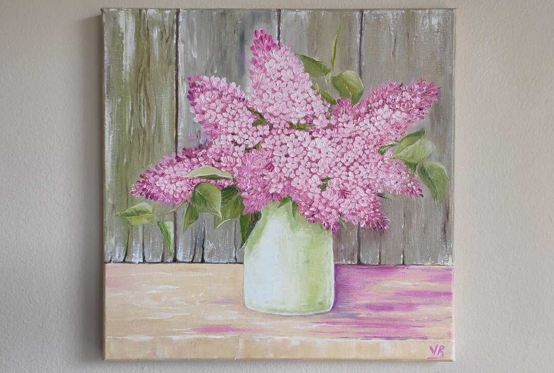 Lilac Original Handmade Oil Painting on Canvas, Bouquet of Lilacs in ...