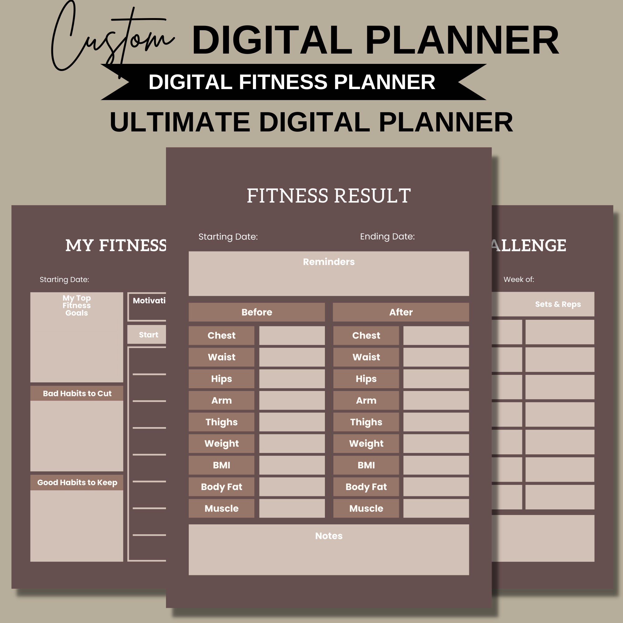 Fitness Planner | Editable Fitness Planner | Printable Pdfs | Workout ...