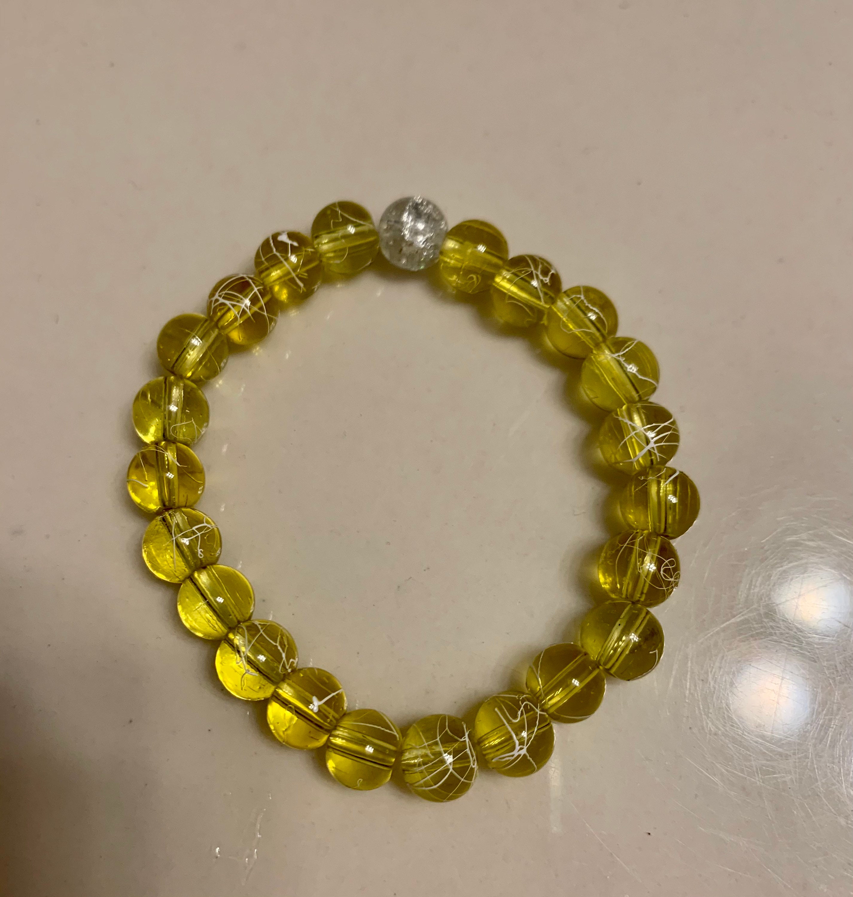 Translucent Yellow and White Beaded Bracelet - Etsy