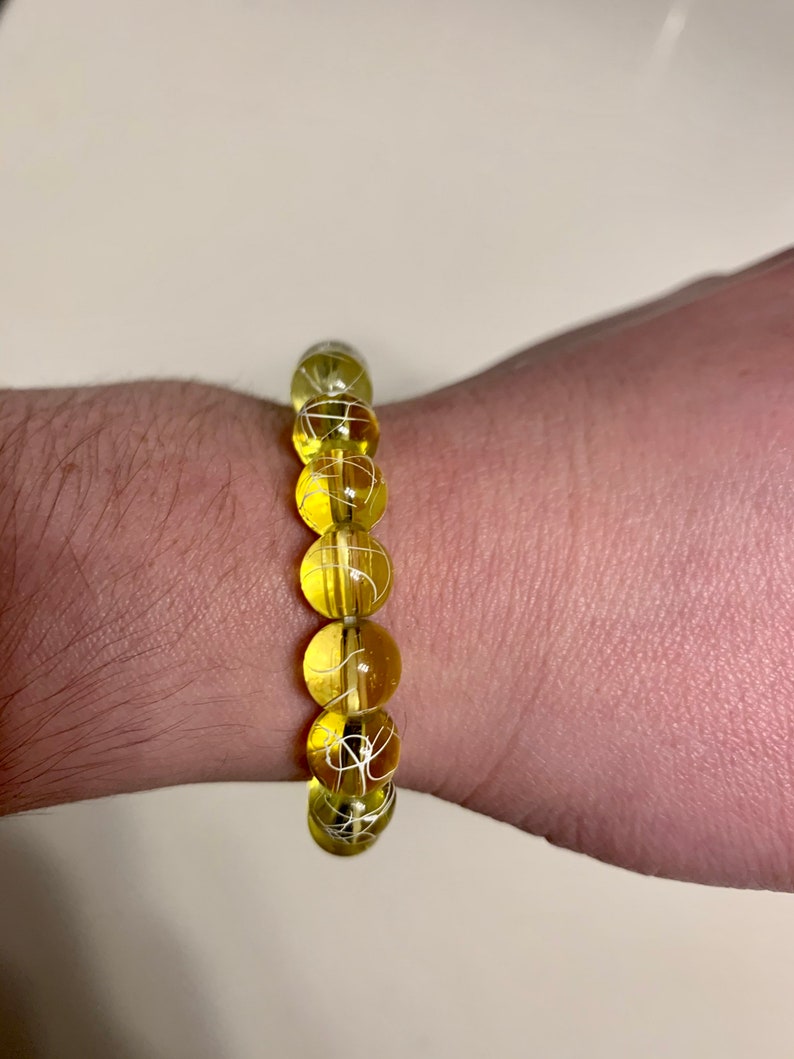 Translucent Yellow and White Beaded Bracelet - Etsy