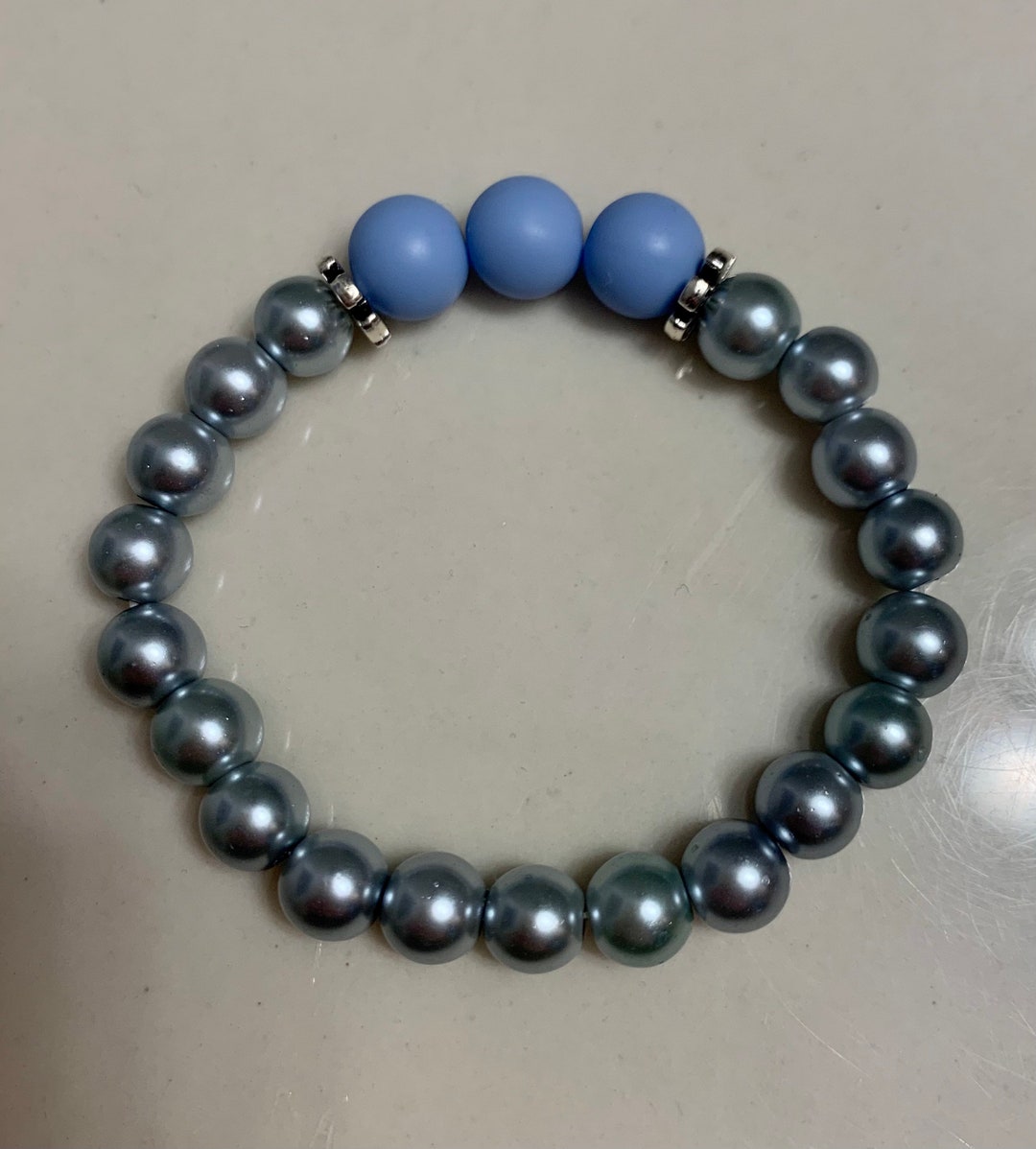 Periwinkle and Icy Blue Beaded Bracelet - Etsy