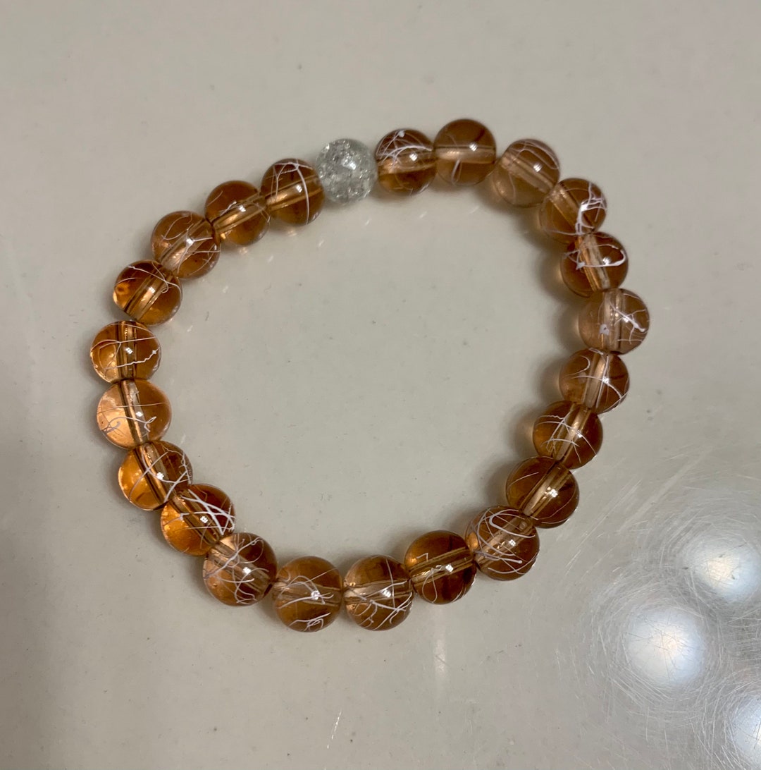 Translucent Blush and White Beaded Bracelet - Etsy