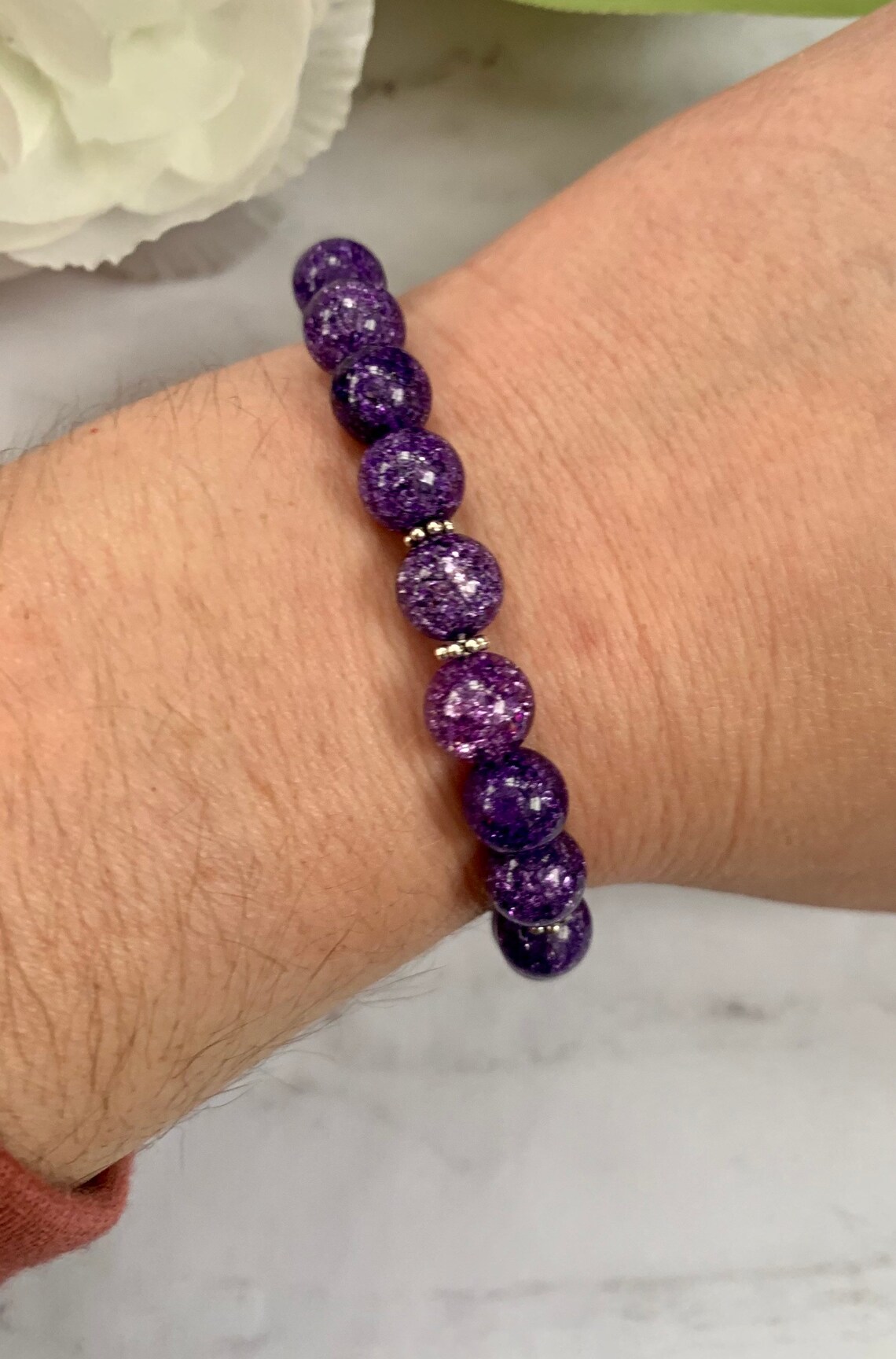 Purple Quartz and Silver Beaded Bracelet - Etsy