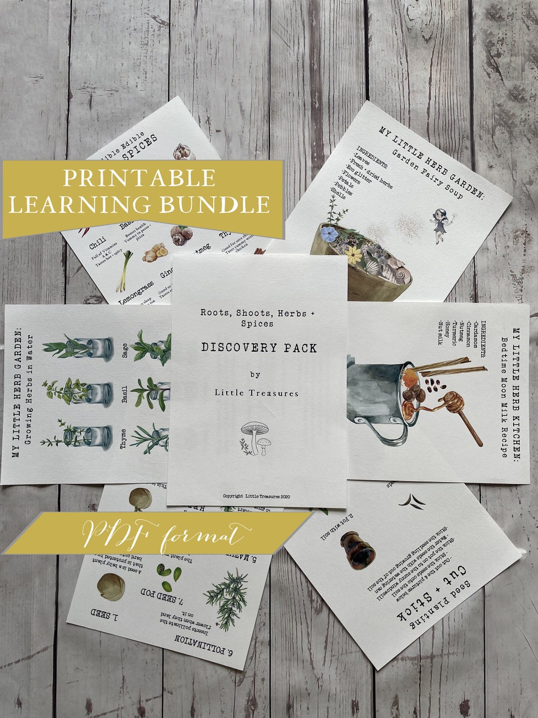 Herbs and Spices Learning Bundle - 12 X Watercolor Flashcards ...