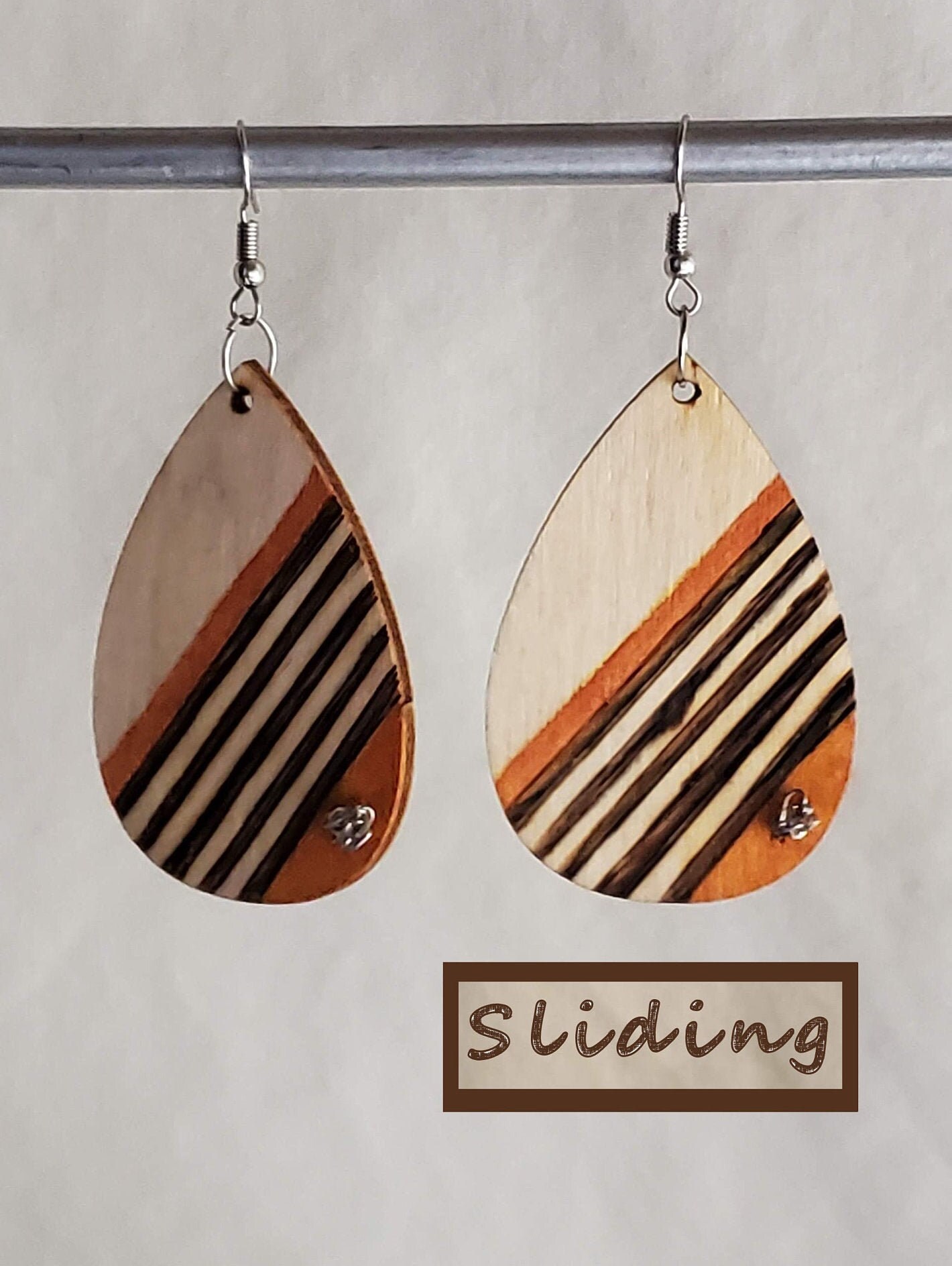 Large Hand-burned Water-color Teardrop Earrings - Etsy