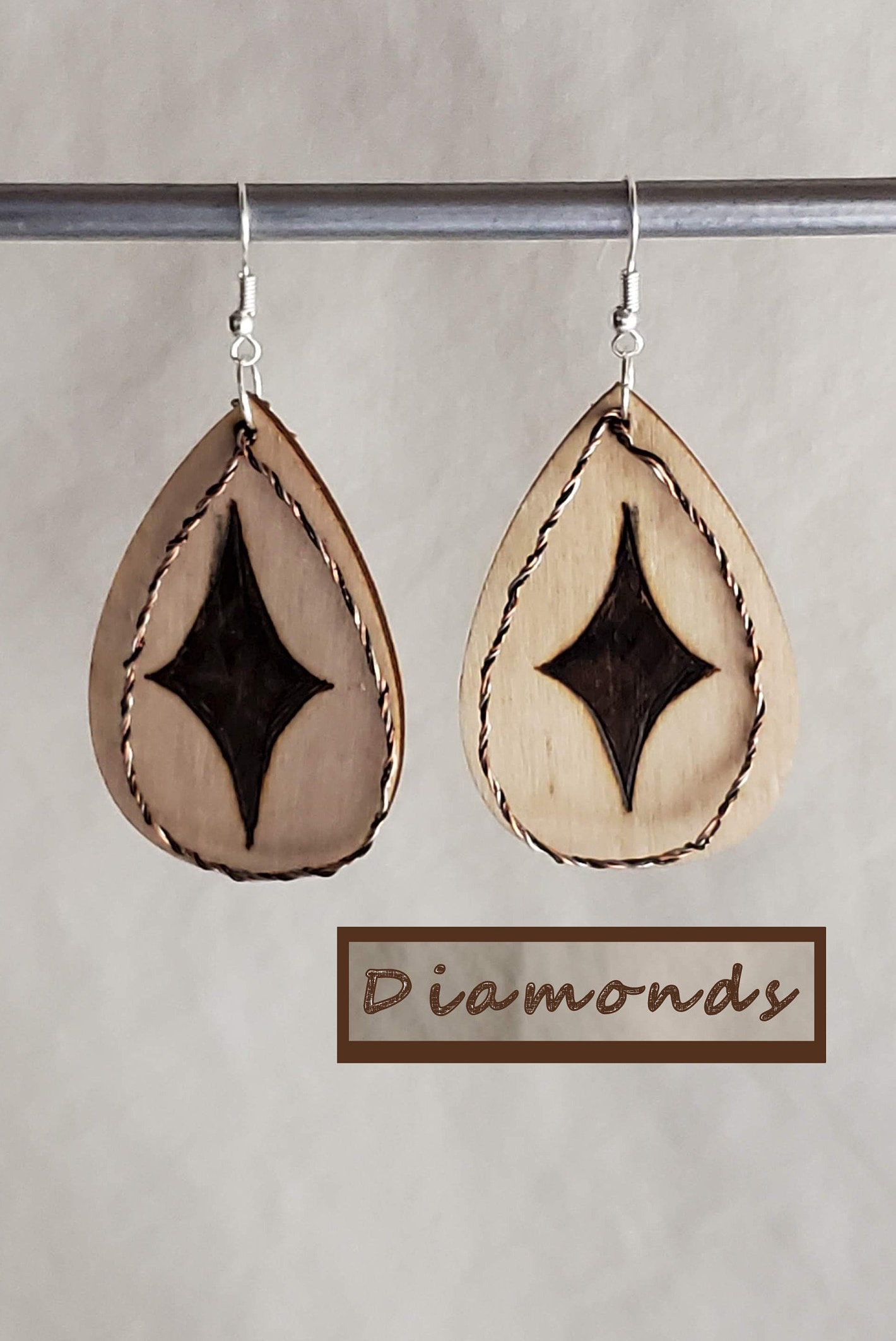 Large Hand-burned Water-color Teardrop Earrings - Etsy