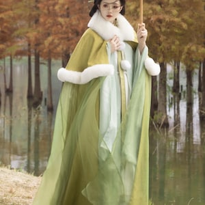 Hanfu Capes and Cloaks Hooded Cape Embroidered Overcoat Traditional ...
