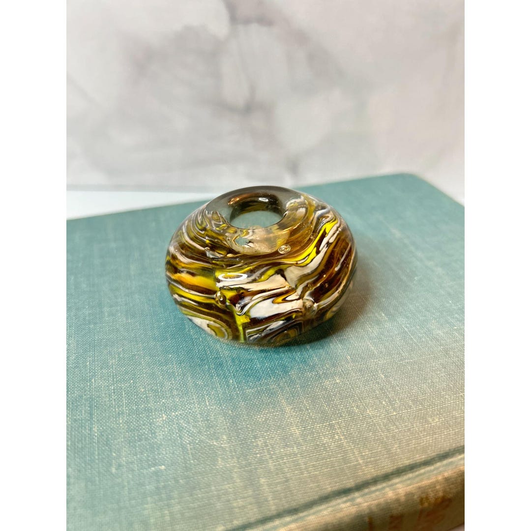 Vintage Paperweight Hand Blown Glass Hollow Center Small Art Glass ...