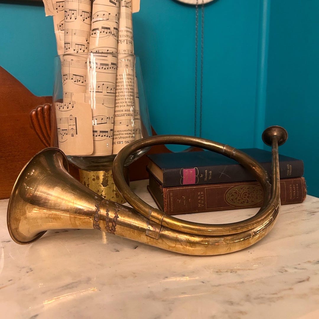 Vintage Brass Bugle Horn – Decorative French Hunting Style Horn ...