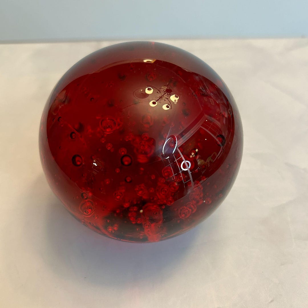 Vintage Deep Ruby Red Orb Paperweight 3 1/2 Controlled Bubbles - Etsy