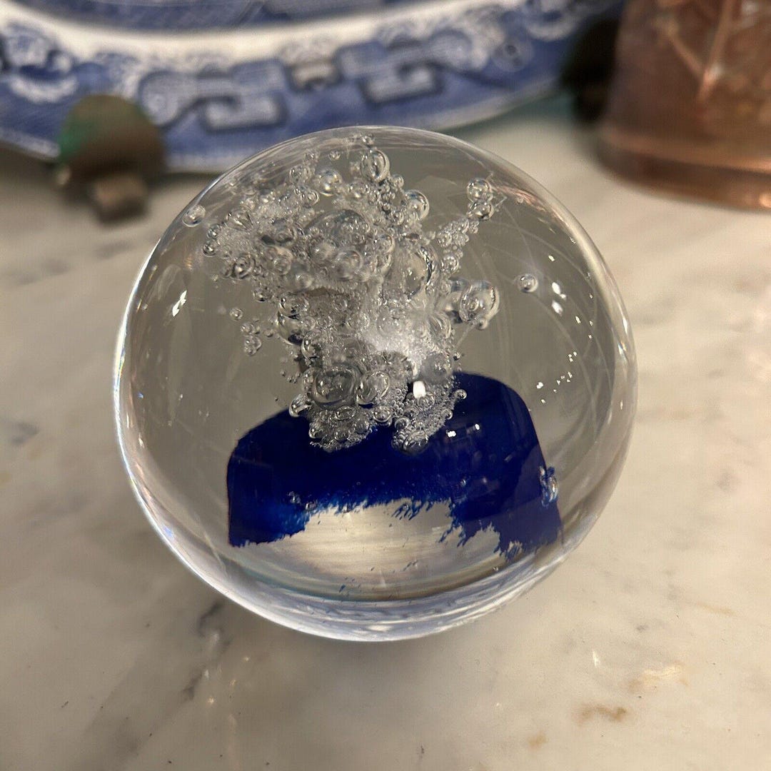 Adam Jablonski Hand Crafted Art Glass Crystal Swirl Faceted Paperweight ...