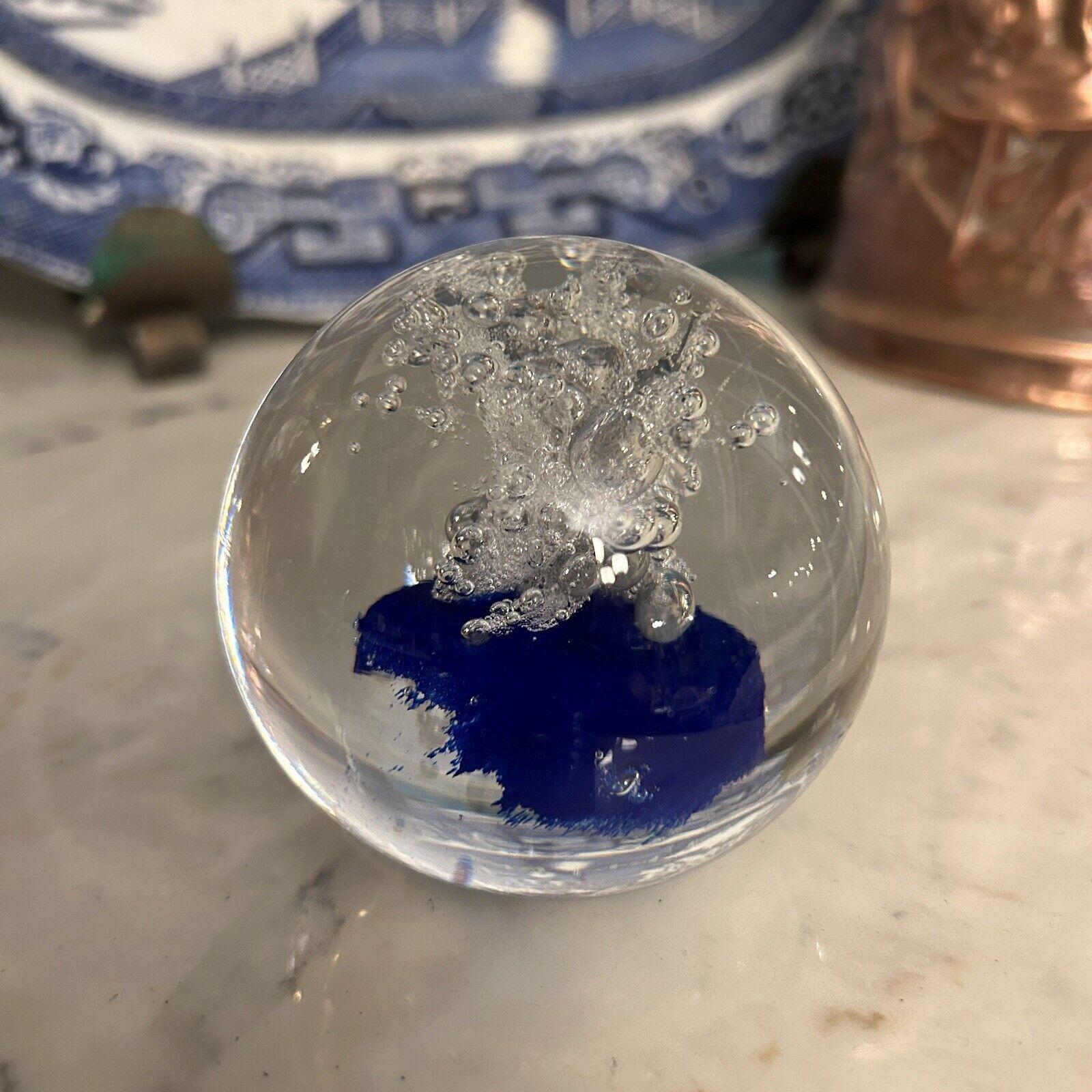 Adam Jablonski Hand Crafted Art Glass Crystal Swirl Faceted Paperweight ...