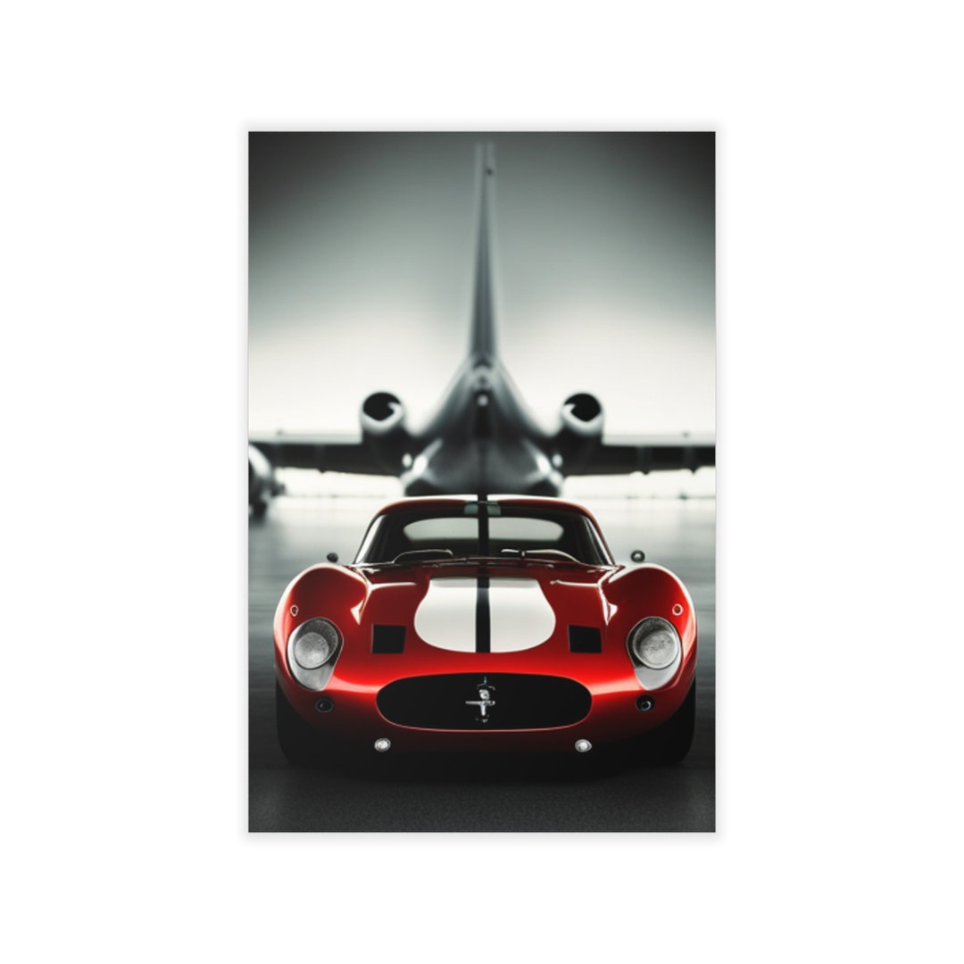 Iconic Speed: Ferrari 250 GTO With Airplane in Background Wall Decals ...