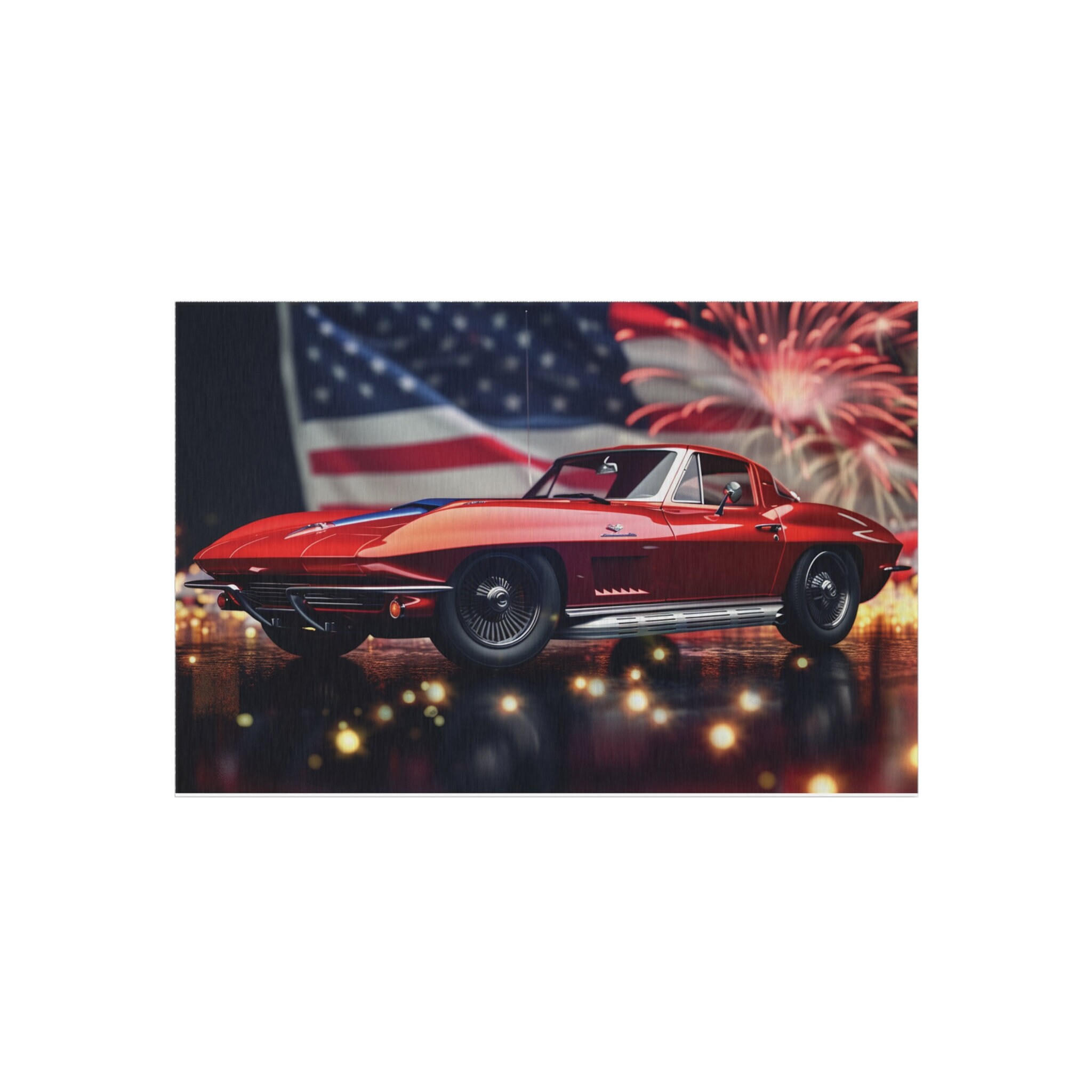 Vintage 1967 Red Corvette Stingray Patriotic Outdoor Rug - Etsy