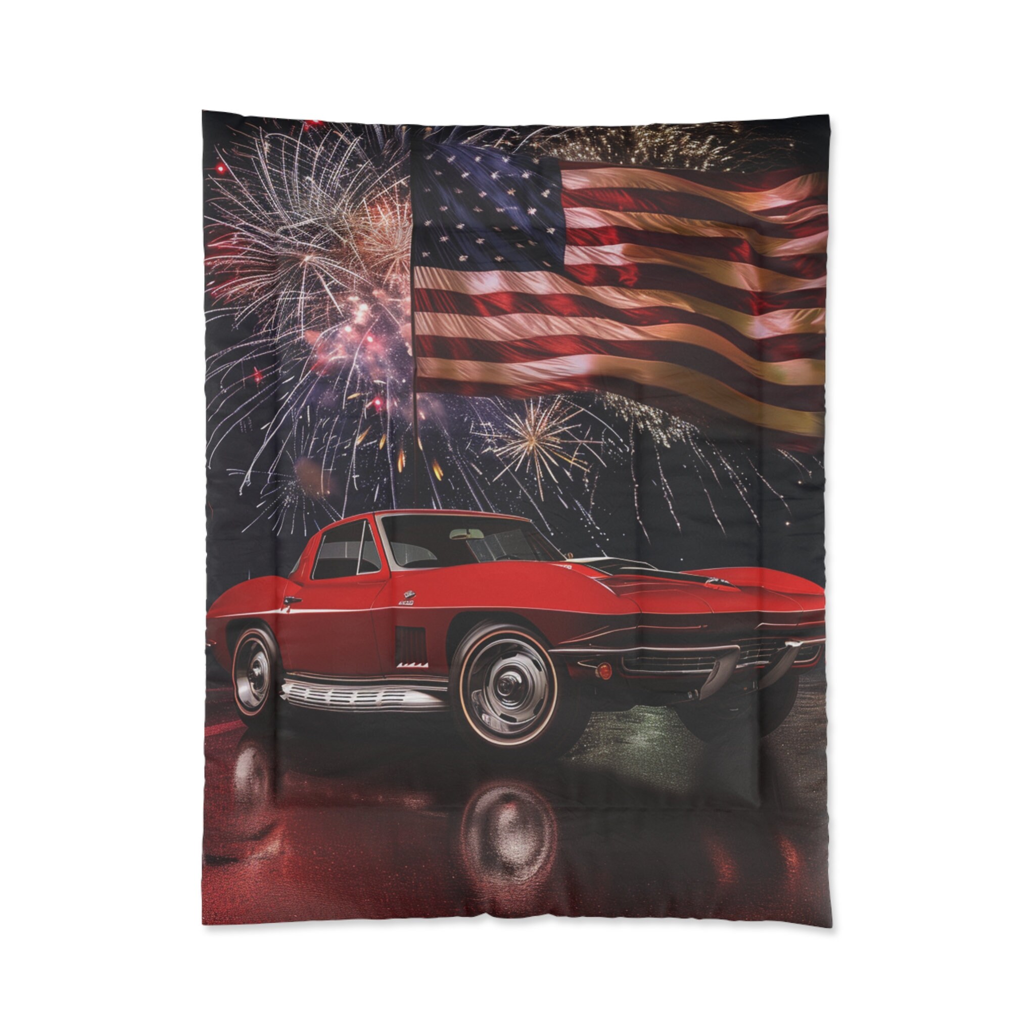 Drive Into Dreamland: 1967 Corvette Stingray American Flag Comforter - Etsy