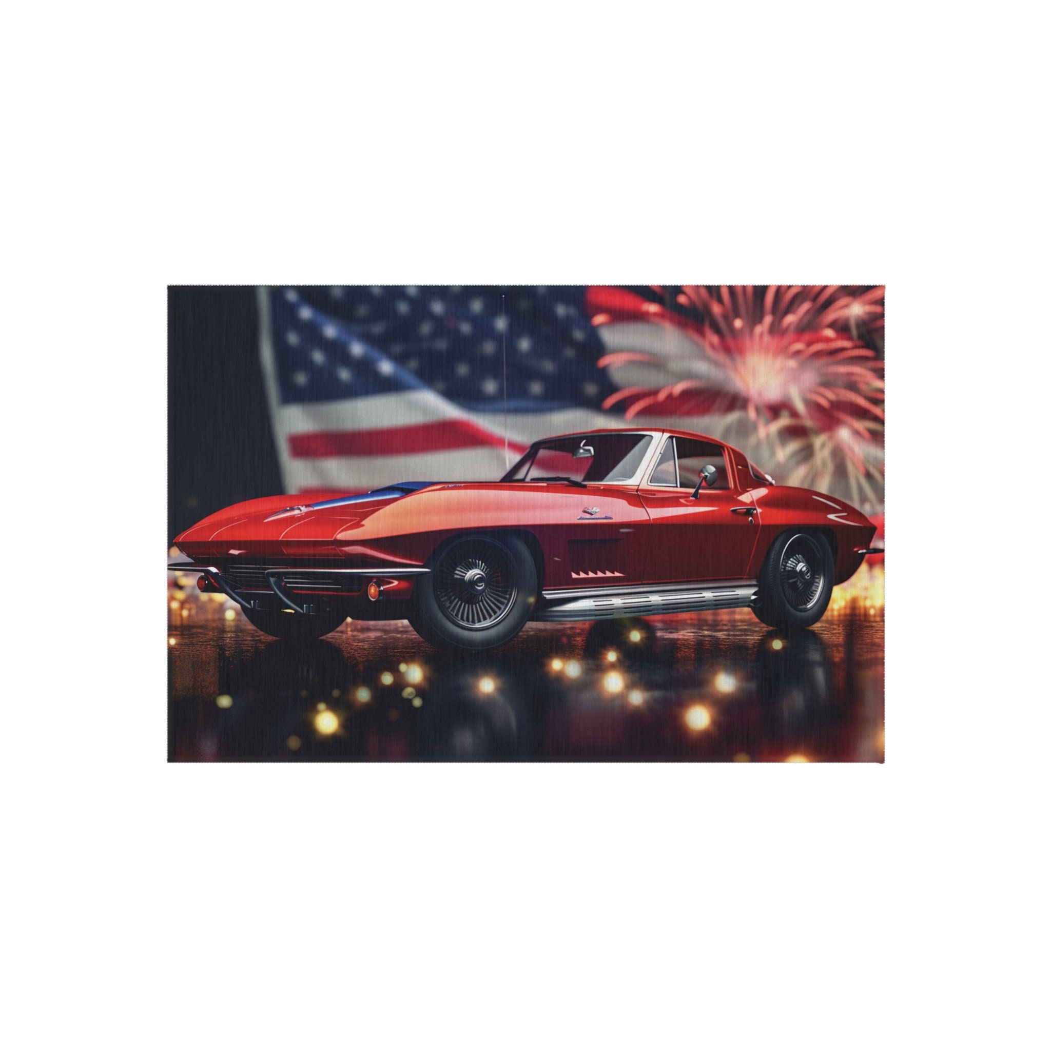 Vintage 1967 Red Corvette Stingray Patriotic Outdoor Rug - Etsy