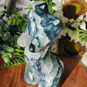 7" Large Goddess Body, Large Goddess Body, Moss Agate, Large Moss Agate ...