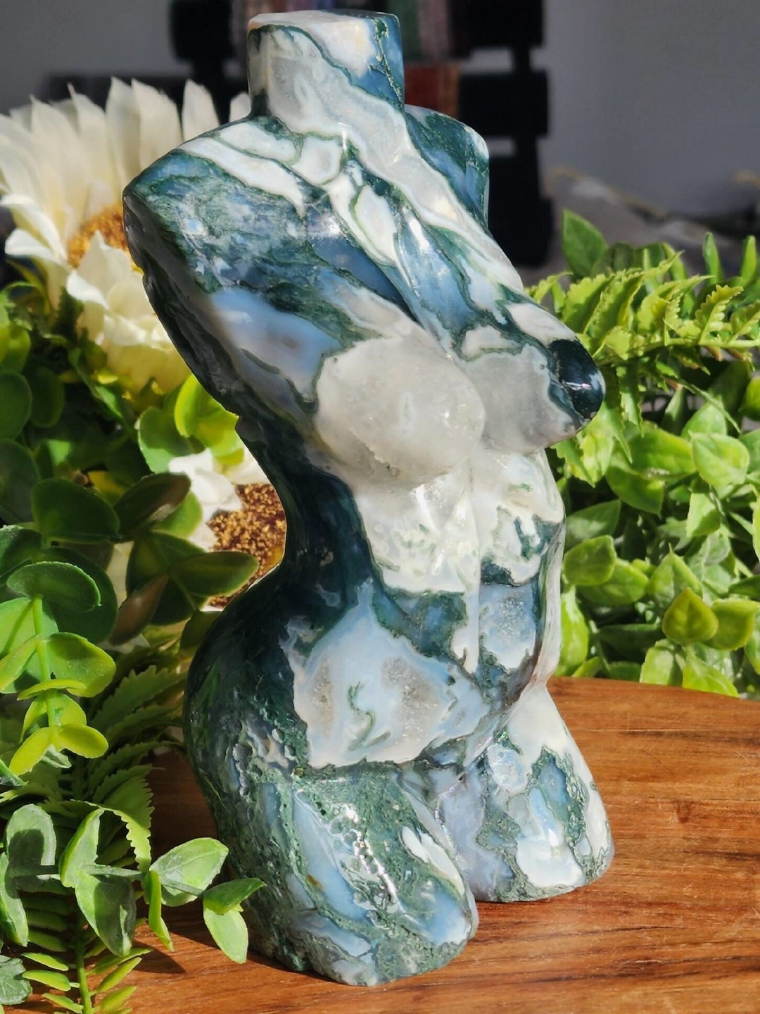 7" Large Goddess Body, Large Goddess Body, Moss Agate, Large Moss Agate ...