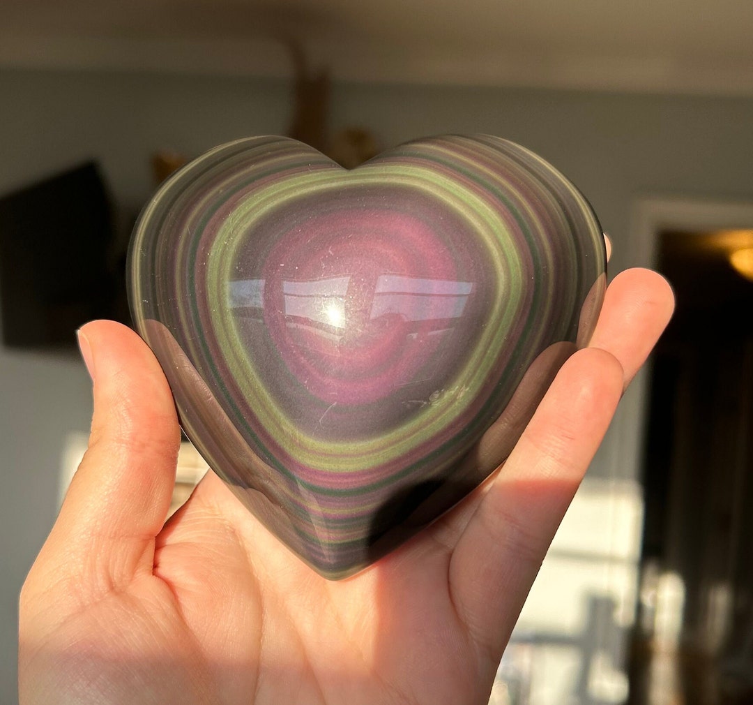 Rainbow Obsidian Heart, Rainbow Obsidian, Natural Rainbow Obsidian ...
