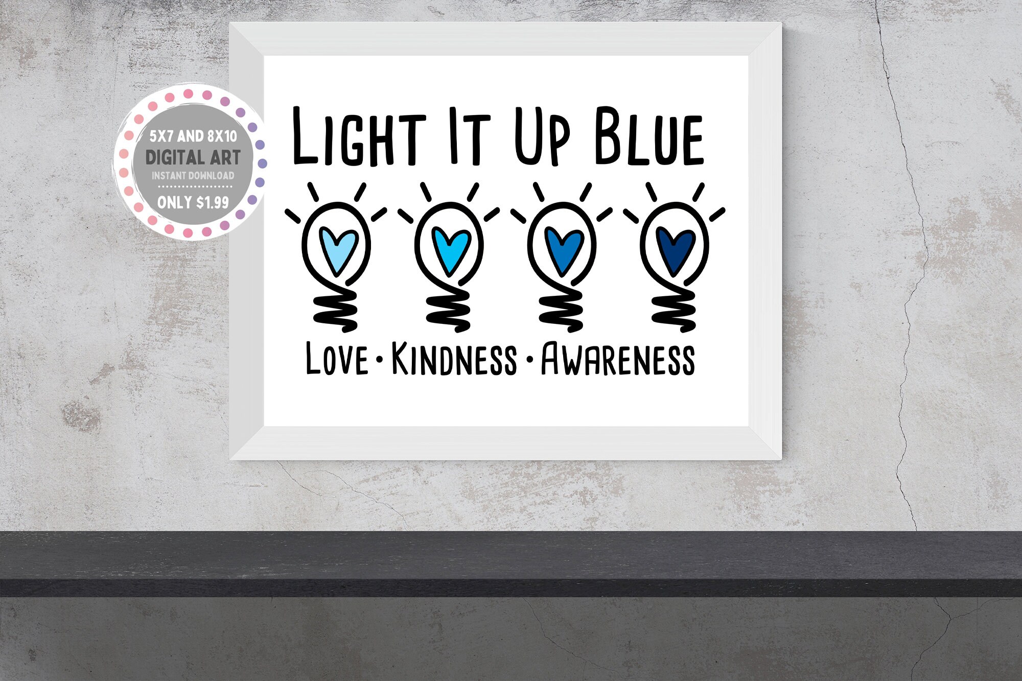 Autism Awareness Printable | Light It up Blue Art (digital Download) - Etsy