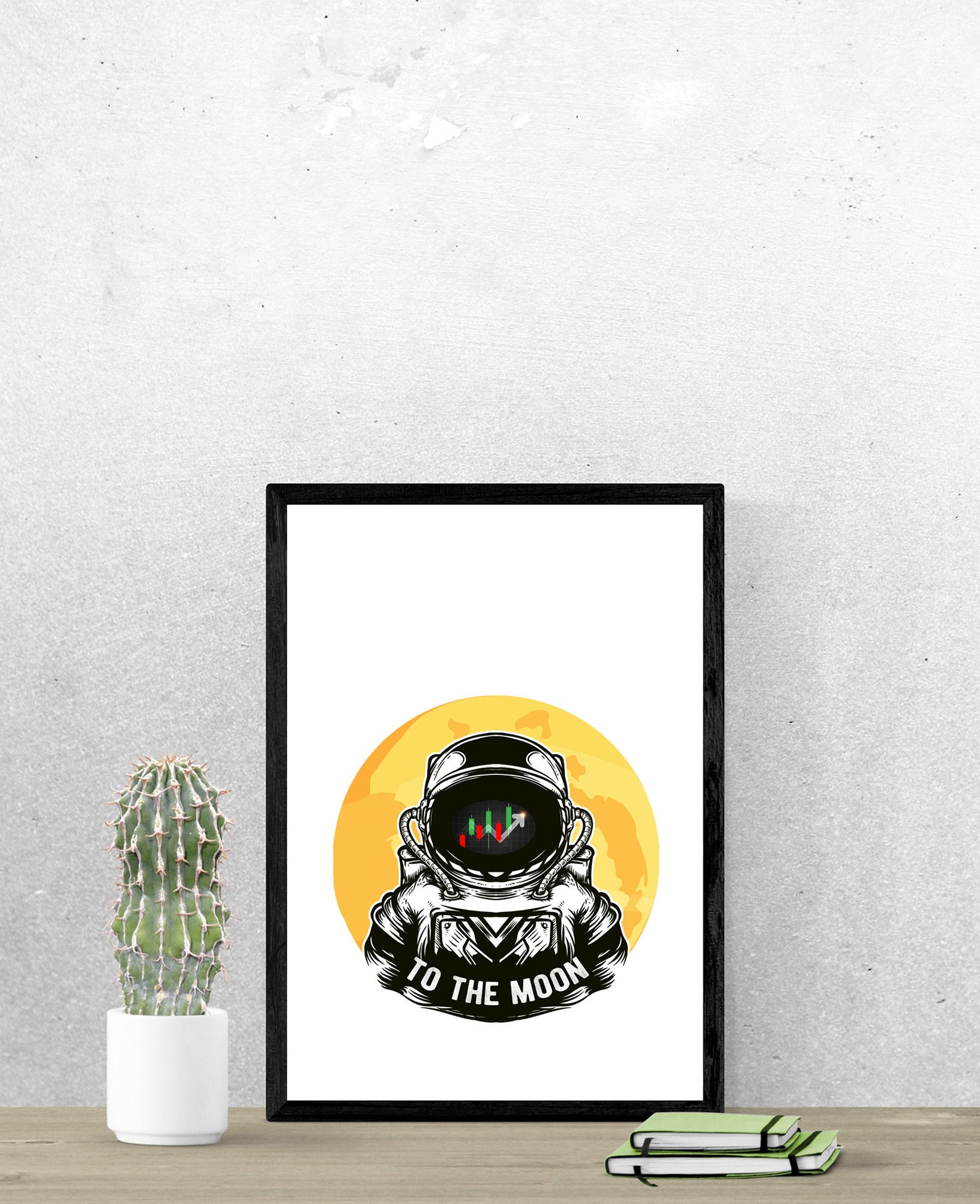 To the Moon Stock Chart Astronaut | to the Moon Wall Art, Day Trader ...