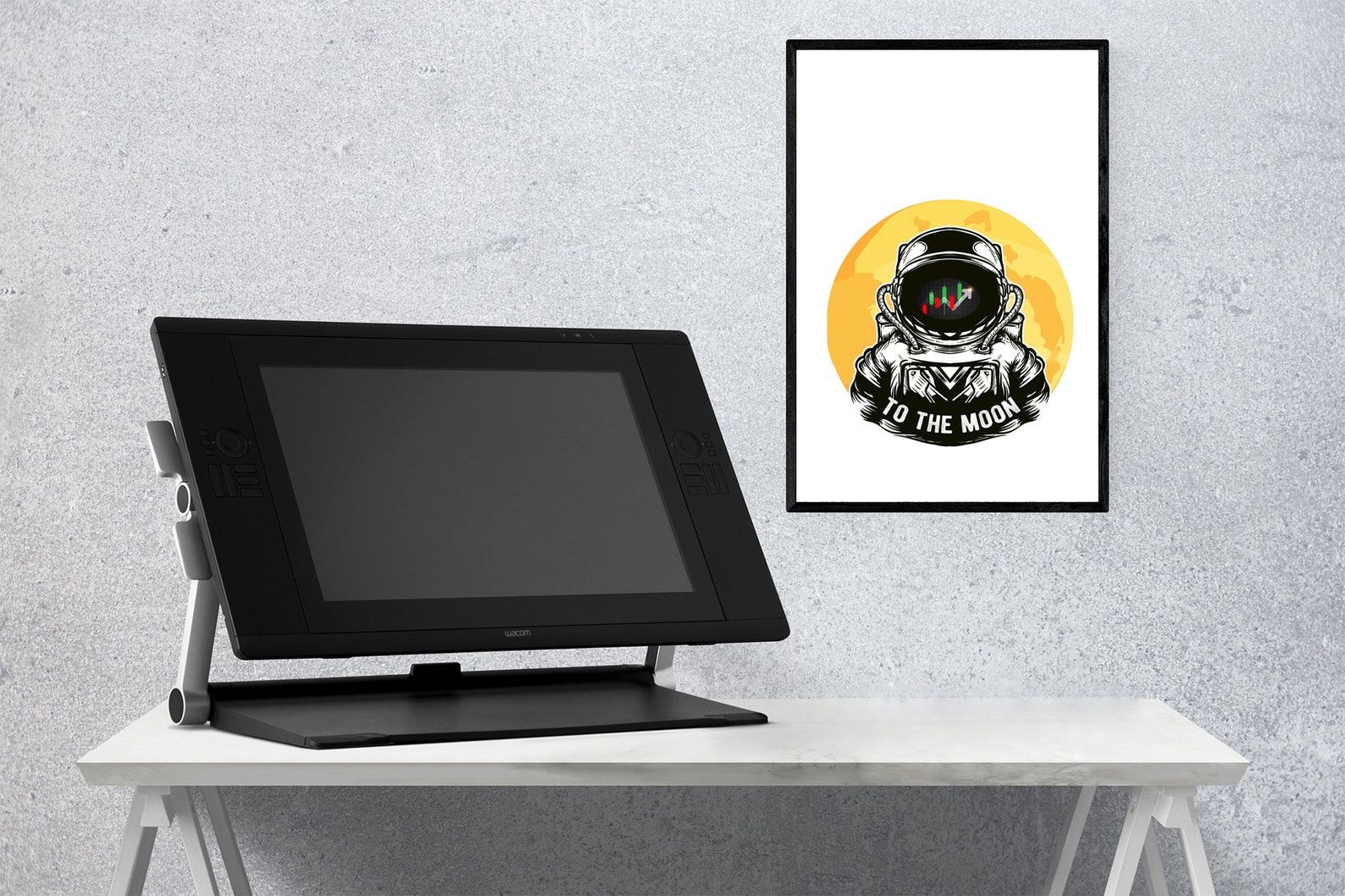 To the Moon Astronaut Stock Chart Art | Day Trader Gift (digital ...