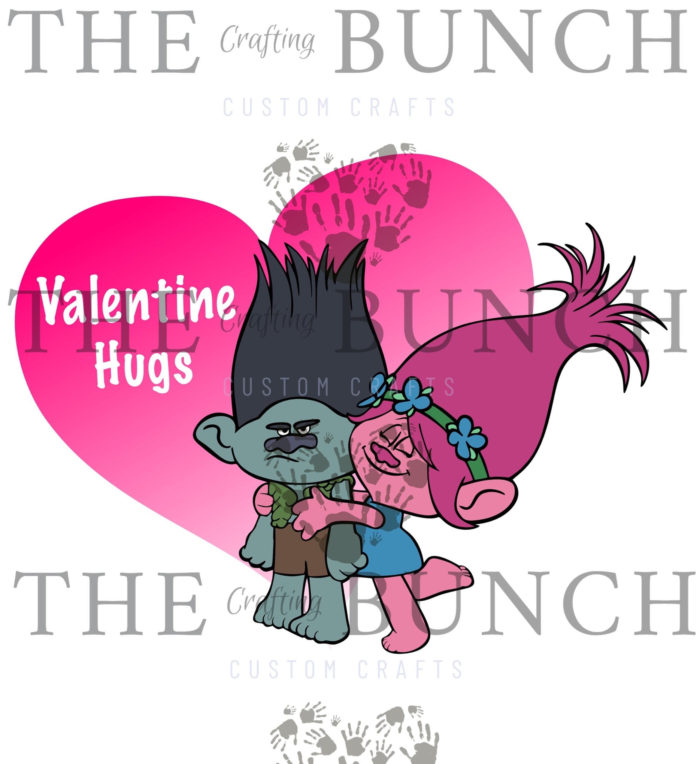 Valentine's Day Trolls Branch and Poppy Heart SVG, JPG, PNG, Gifts for ...