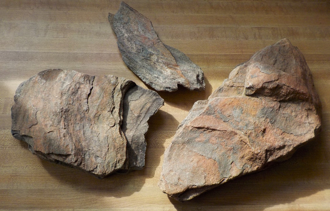 3 Layered Low Profile Rocks Schist Phyllite Sandstone Tuff in Gray and ...