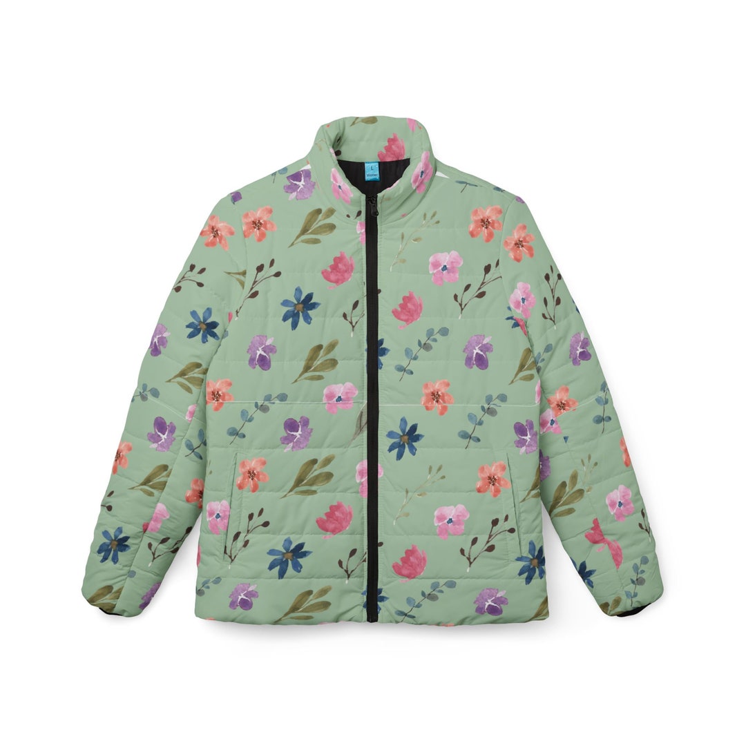 Women's Floral Puffer Jacket: Lightweight, Warm, and Stylish - Etsy