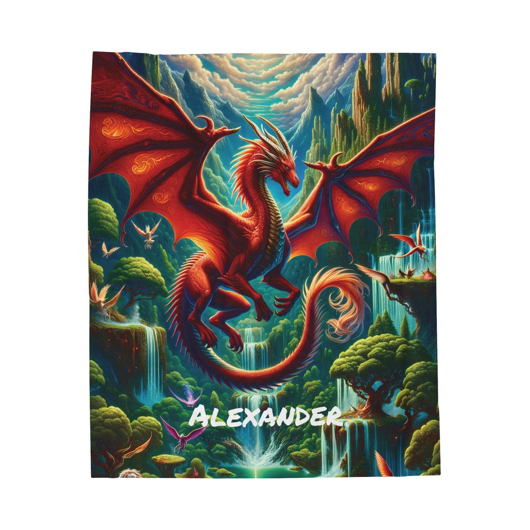 Dragon Blanket, Custom Dragon Velveteen Plush Throw, Personalized ...