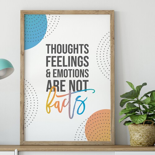 Thoughts Feelings and Emotions Are Not Facts Poster Therapy - Etsy