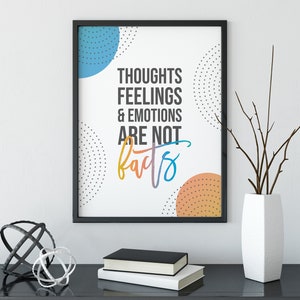 Thoughts Feelings and Emotions Are Not Facts Poster, Therapy Office ...