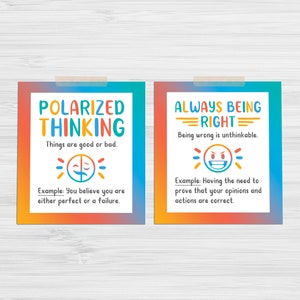 24 Cognitive Distortion Flash Cards, Thinking Errors, CBT Therapy ...