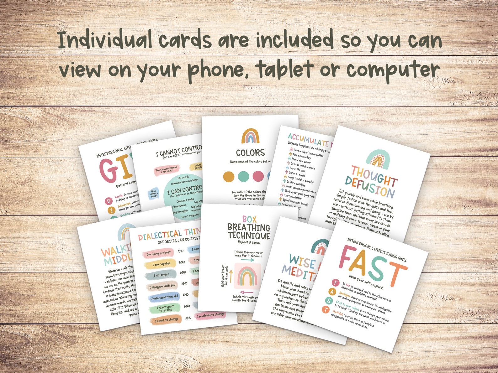 DBT Flash Cards 48 Printable Cards Self Help Cards Coping - Etsy